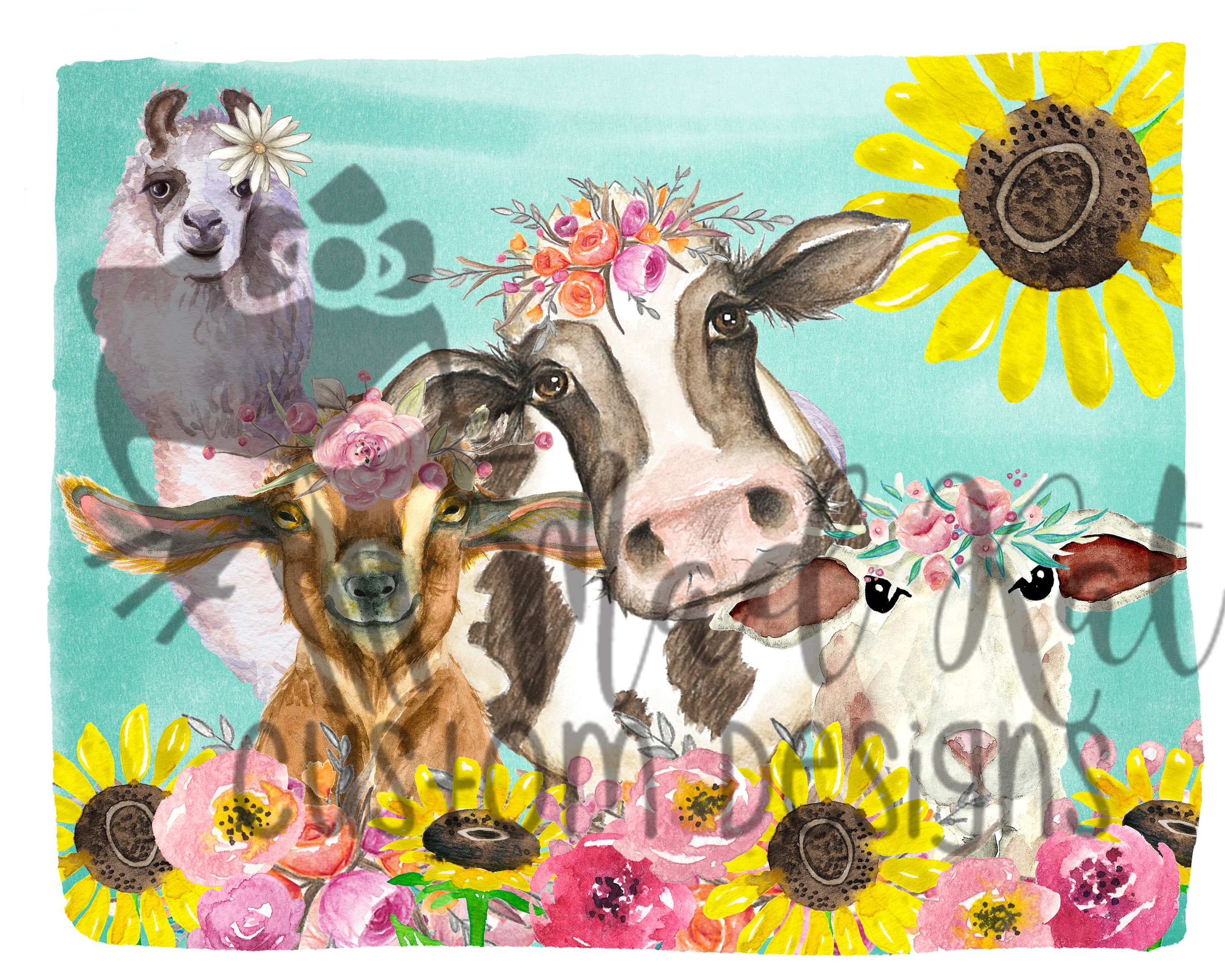 Farm Animal Portrait Sublimation Transfer | Etsy