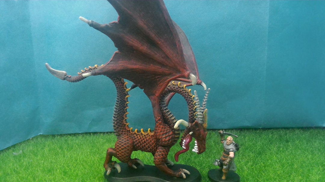 Dungeons & Dragons, Pathfinder Etc. Huge Old Red Dragon Hand Painted ...