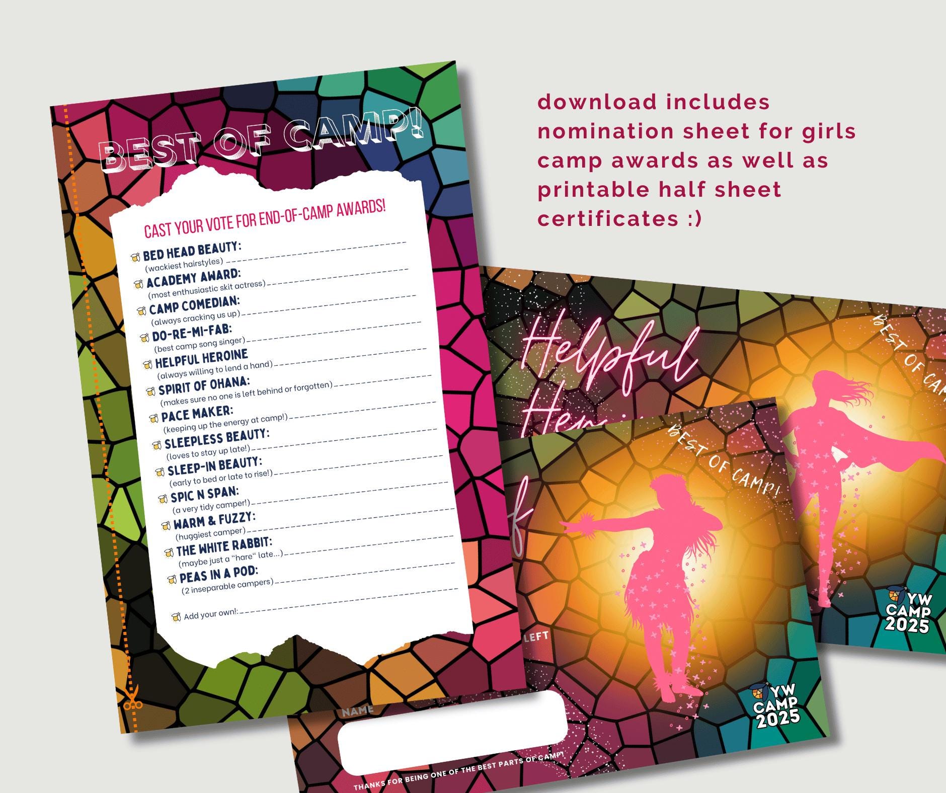 LDS Girls Camp Awards | Themed YW Camp Awards | Daughter of Light ...