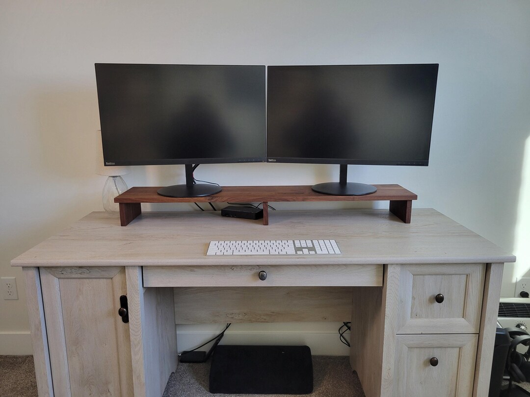 Monitor Riser - Monitor Shelf - Dual Wood Monitor Stand - Oak, Walnut ...