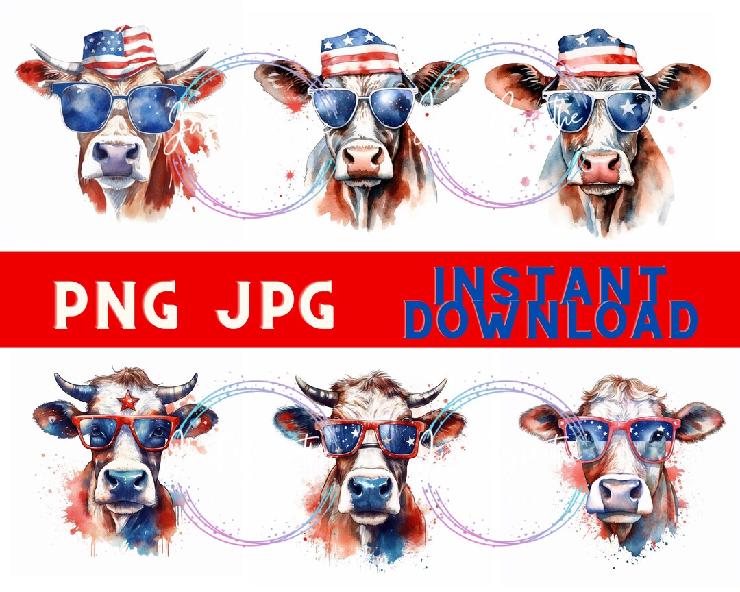 Patriotic Farm Cow Png, 4th of July Cow Png, Patriotic Farm Cow ...