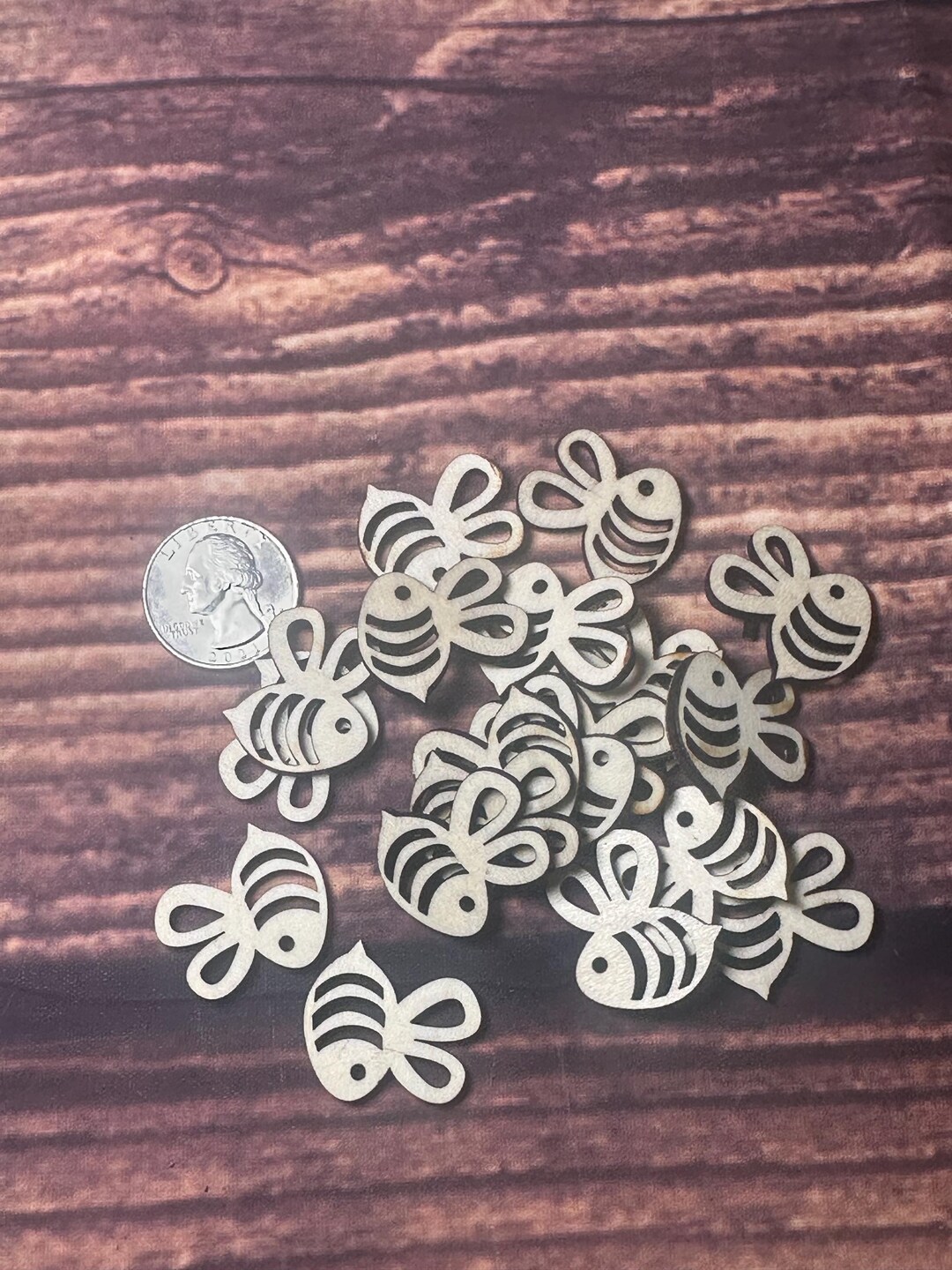 Tiny Wooden Beea , Spring Wood Cutouts , Unfinished Wooden Bumble Bees ...