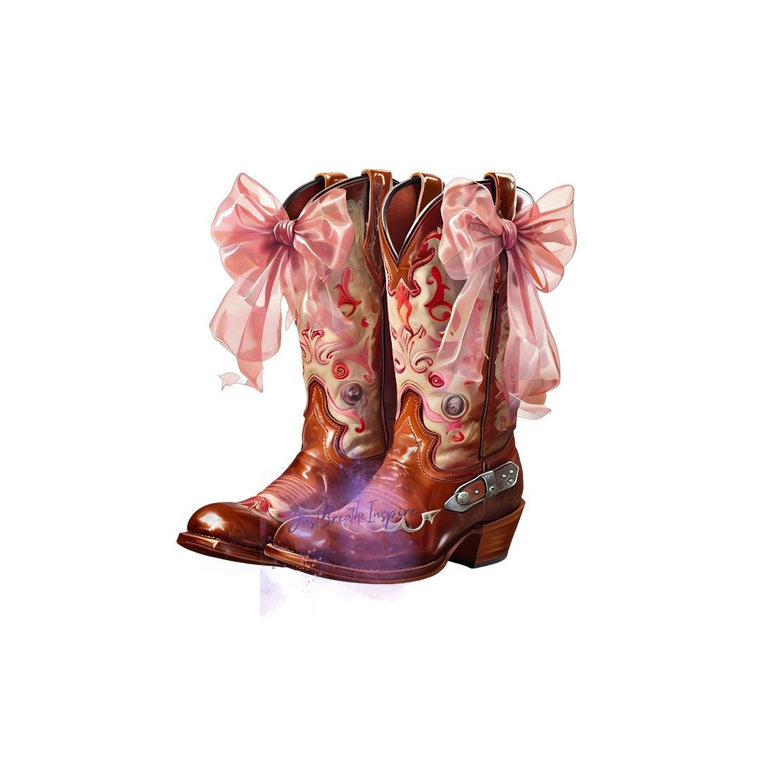 Cowgirl Boots With Bows, Western Boots and Bows, Coquette Bow, - Etsy