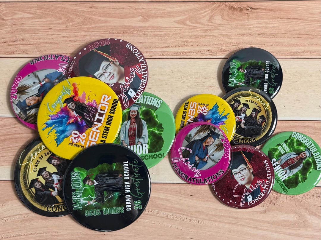 Custom Graduation Buttons | Personalized Senior Photo Pins | Class of ...