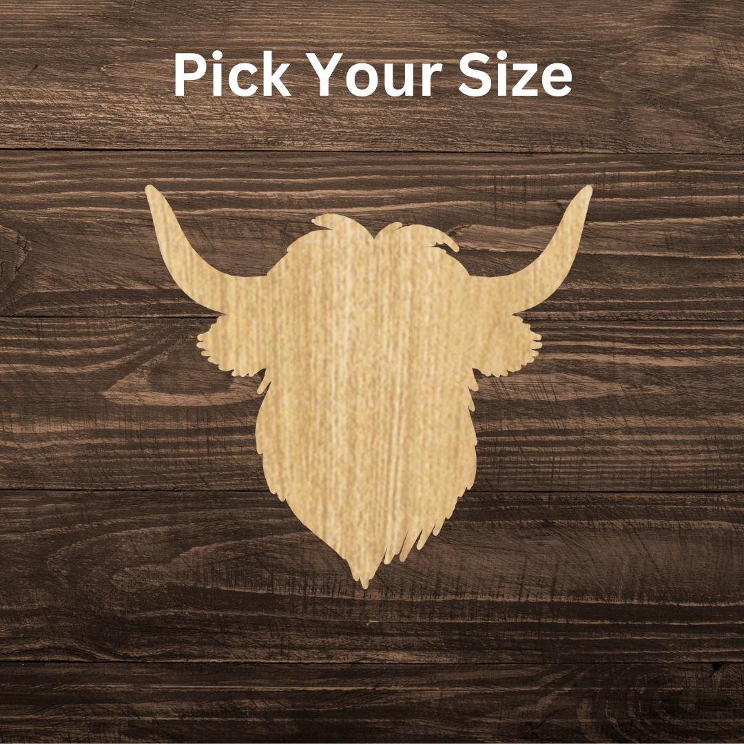 Highland Cow Head Wood Cutout, Wood Shapes - Etsy
