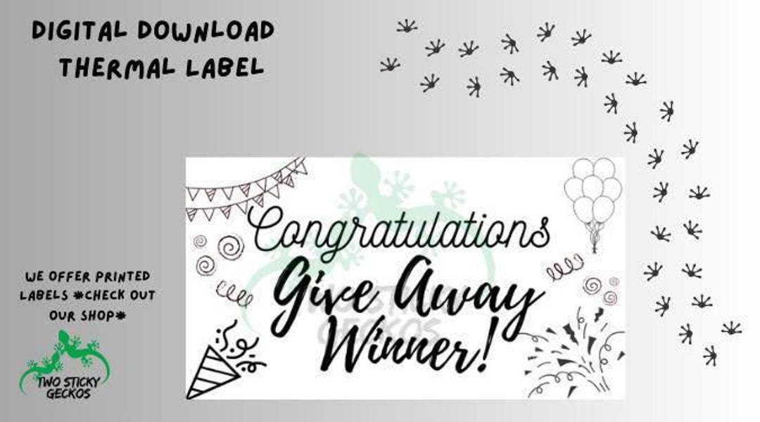 Give Away Winner, Packaging Label for Small Business Thermal Label - Etsy