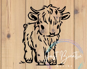 Floral Baby Highland Cow SVG, Highland Cow PNG, SVG Files for Cricut ...