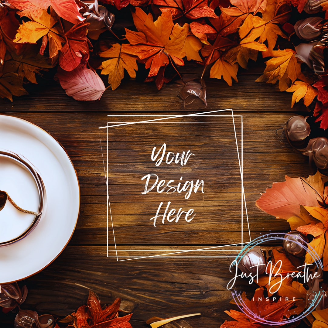 Fall Background Mockup Autum Thanksgiving MOCK Fall Leaves Image ...
