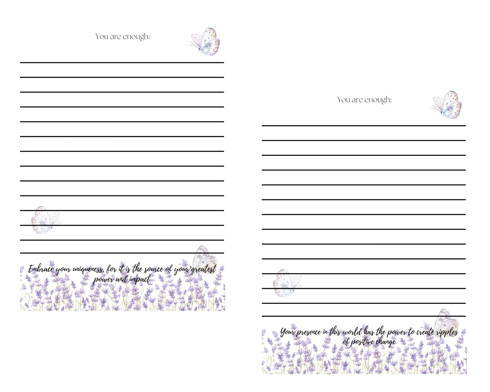 10 Printable Inspirational Mental Health Journal Pages You Are Enough ...