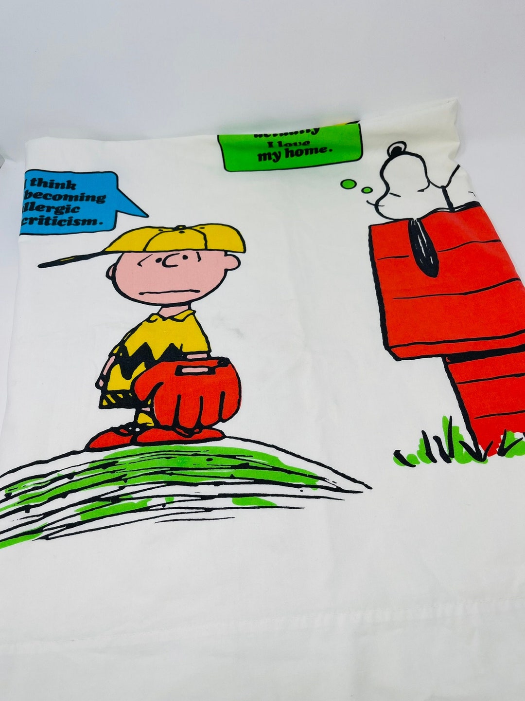 Peanuts Twin Sheet - Vintage Peanuts Flat Sheet, RARE Peanuts Charlie ...