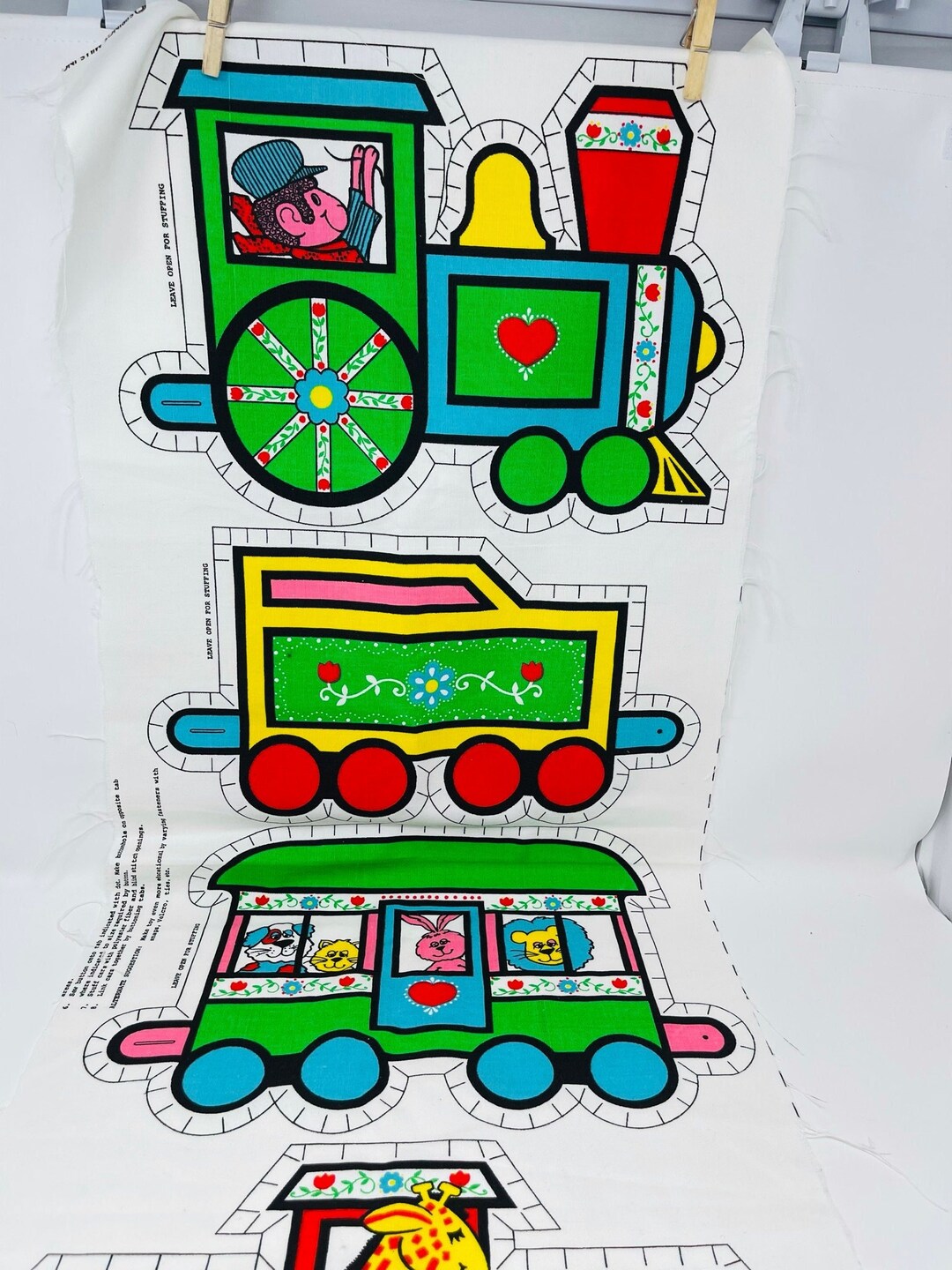 Vintage Train Fabric Panels - Springs Mills Plush Stuffed Train Toy ...