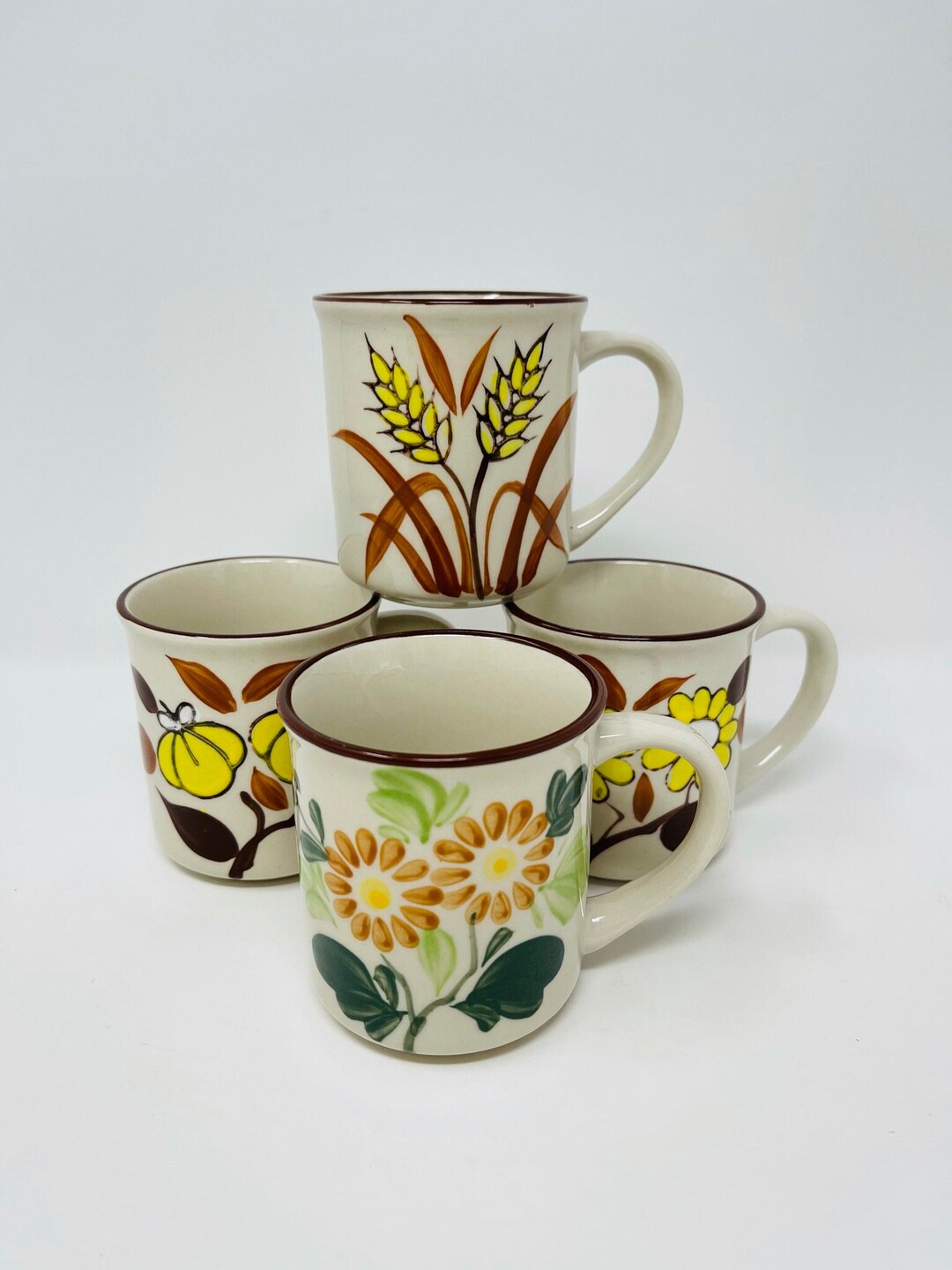 Stoneware Floral Mugs - YOU PICK Mug - 1970's Mugs - Floral Stoneware ...