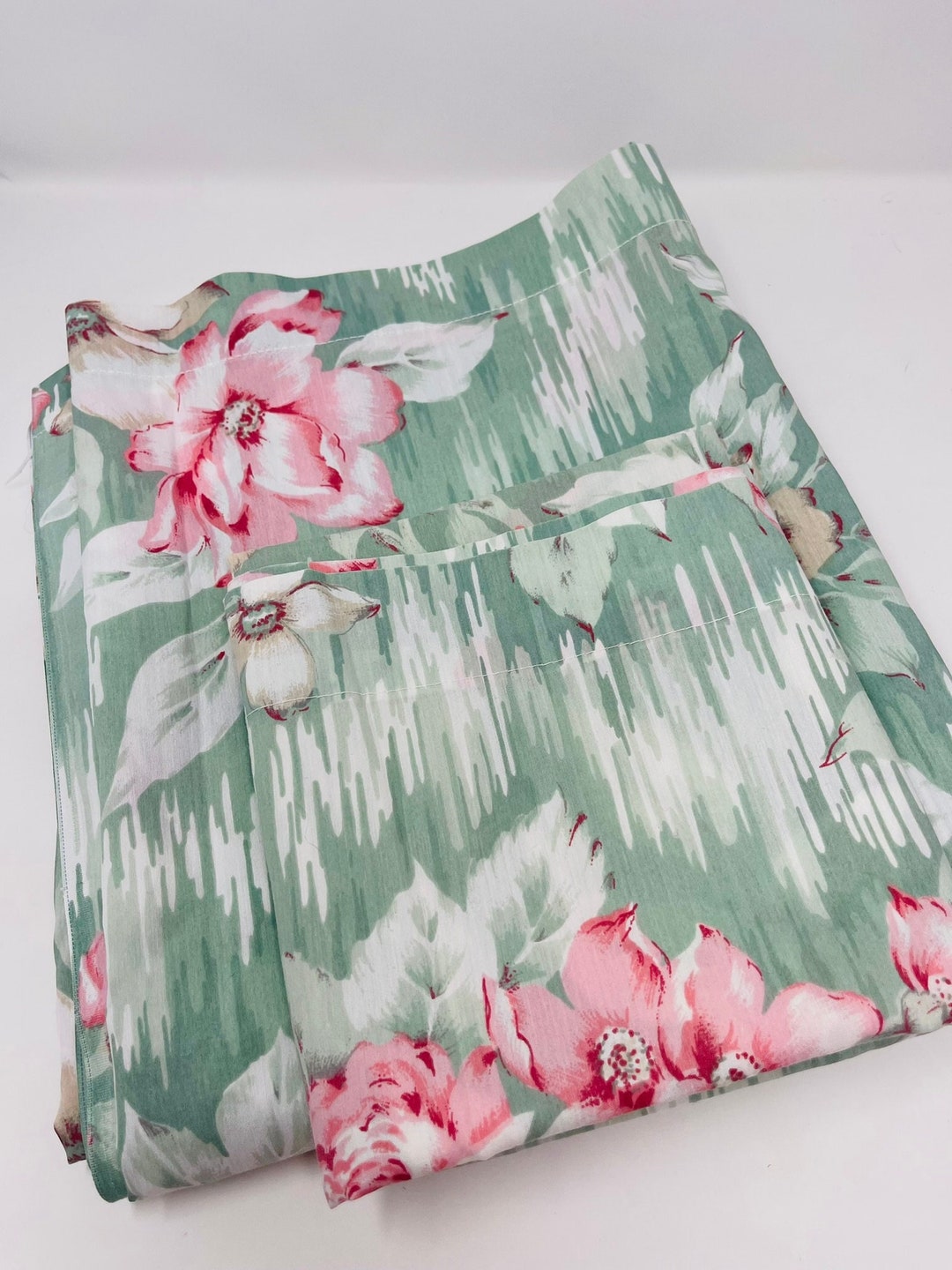 Floral Full Sheet Set - Full Flat Sheet, Floral Pillowcase - Pink and ...