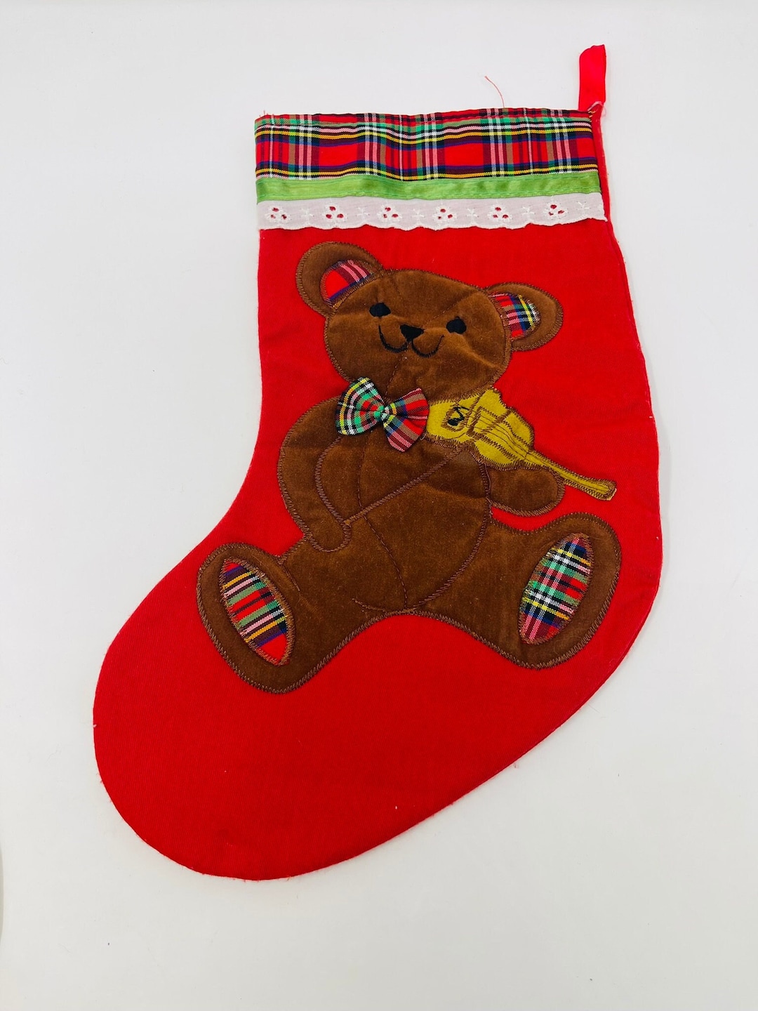 Quilted Bear Christmas Stockings YOU PICK Appliqued Christmas Stocking ...