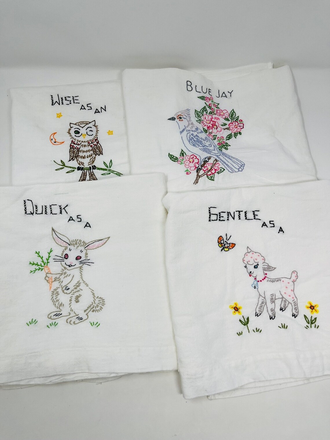 Embroidered Tea Towels - YOU Pick Towel - Vintage Linens - Needlepoint ...