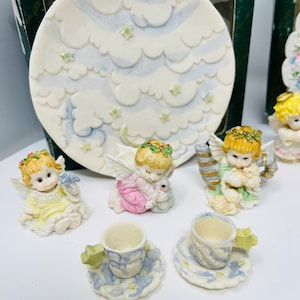 Miniature Resin Tea Set, Miniature Angel Tea Set, Fairy Tea Set, Garden ...