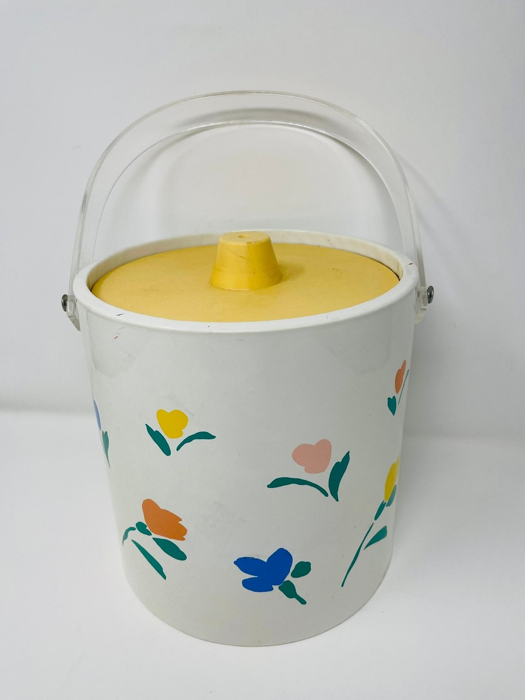 Vintage Ice Bucket - Floral Ice Bucket - 1980's Ice Bucket - Tulip ...