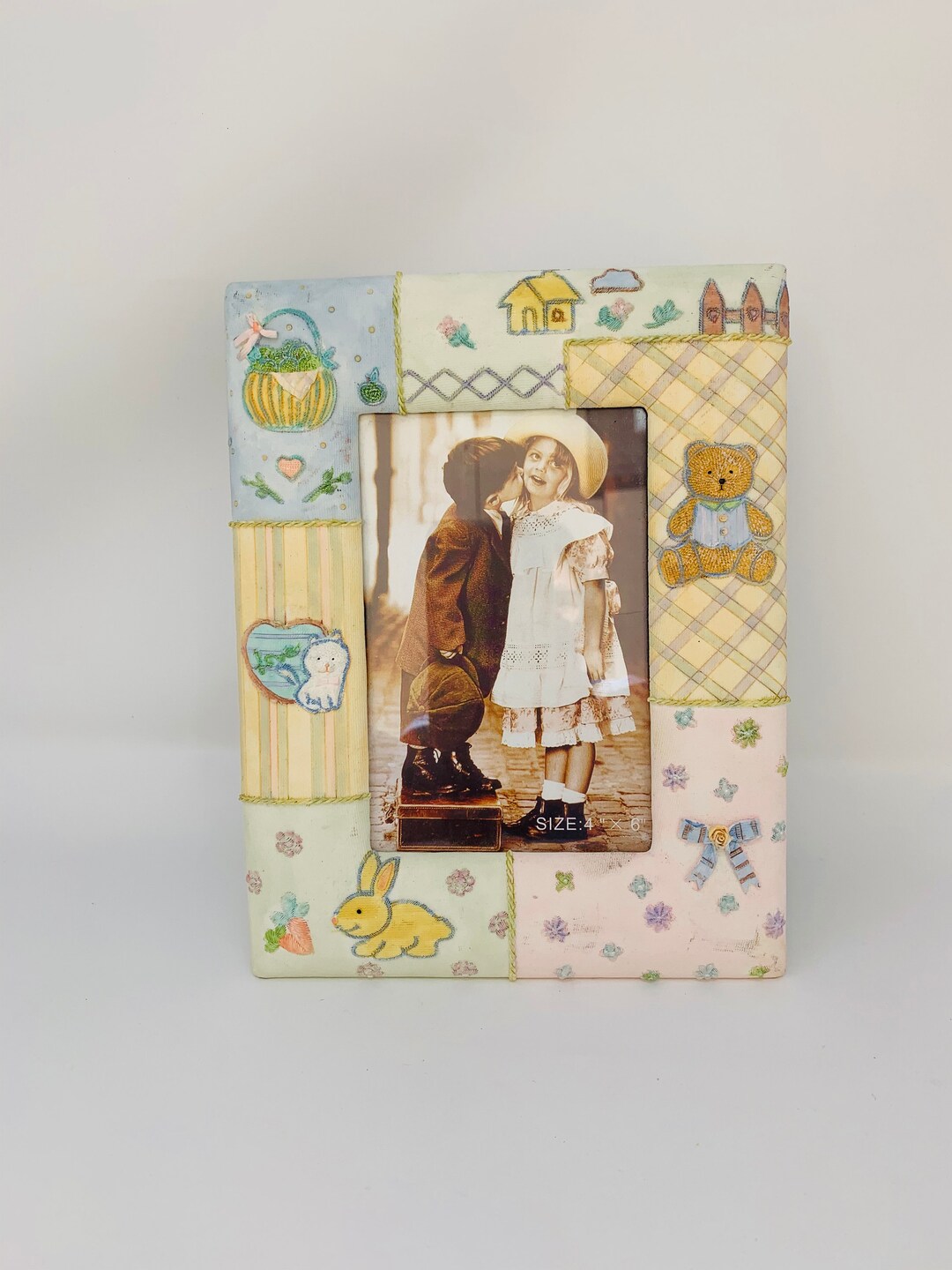 Quilted Baby Block Photo Frame Heavy Resin 3-D Photo Frame BEARS Blocks ...