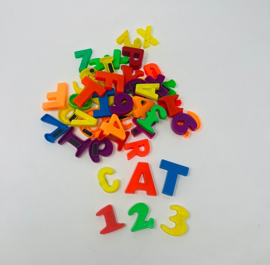 Vintage Multicolored Letters and Numbers - Plastic Refrigerator ...