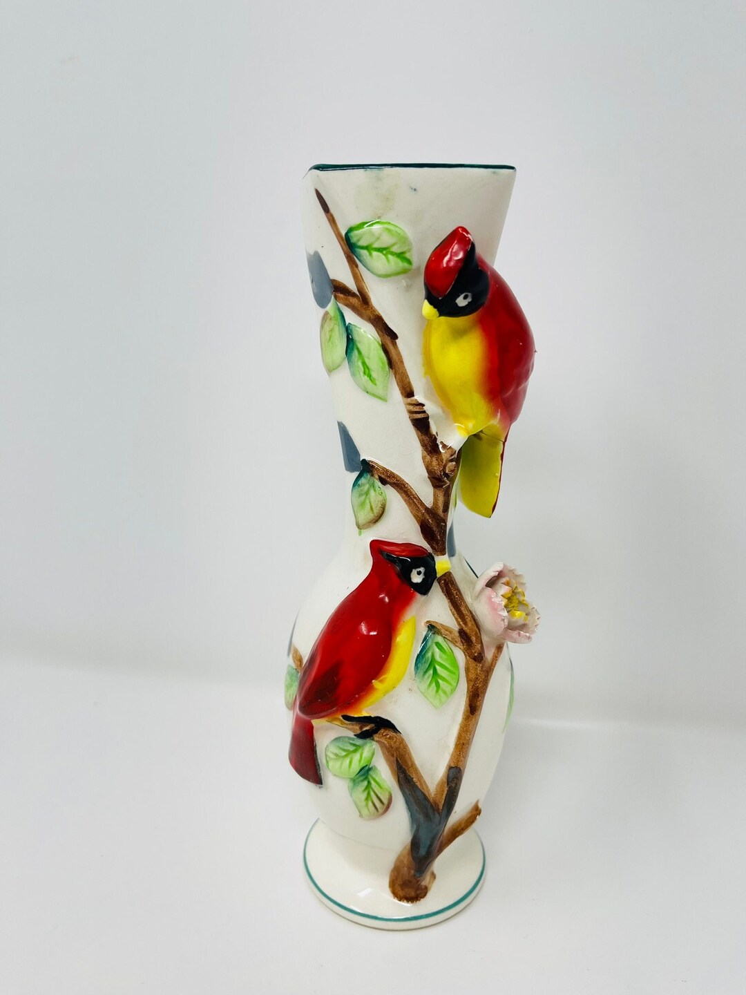 Cardinal Bird Vase Embossed Bird Vase Vintage 3D Embossed - Etsy