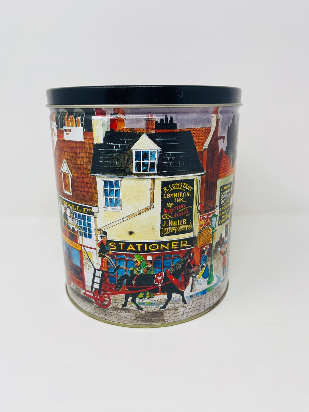 English Village Tin - Popcorn Tin, Oversized Tin - Four Seasons Tin ...