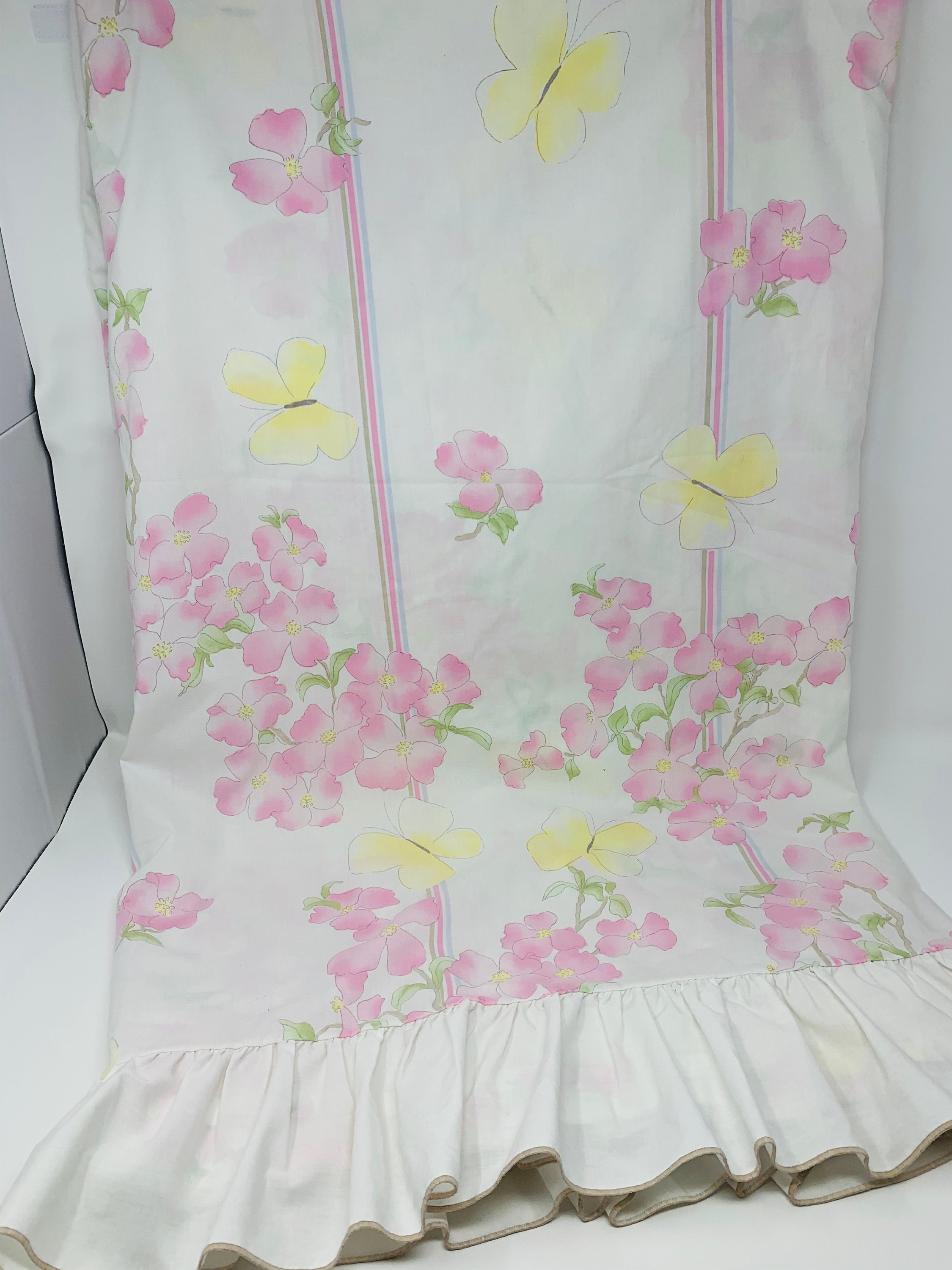 Vintage Full Sheet - Floral Butterfly Sheet - Burlington VERA Sheet ...