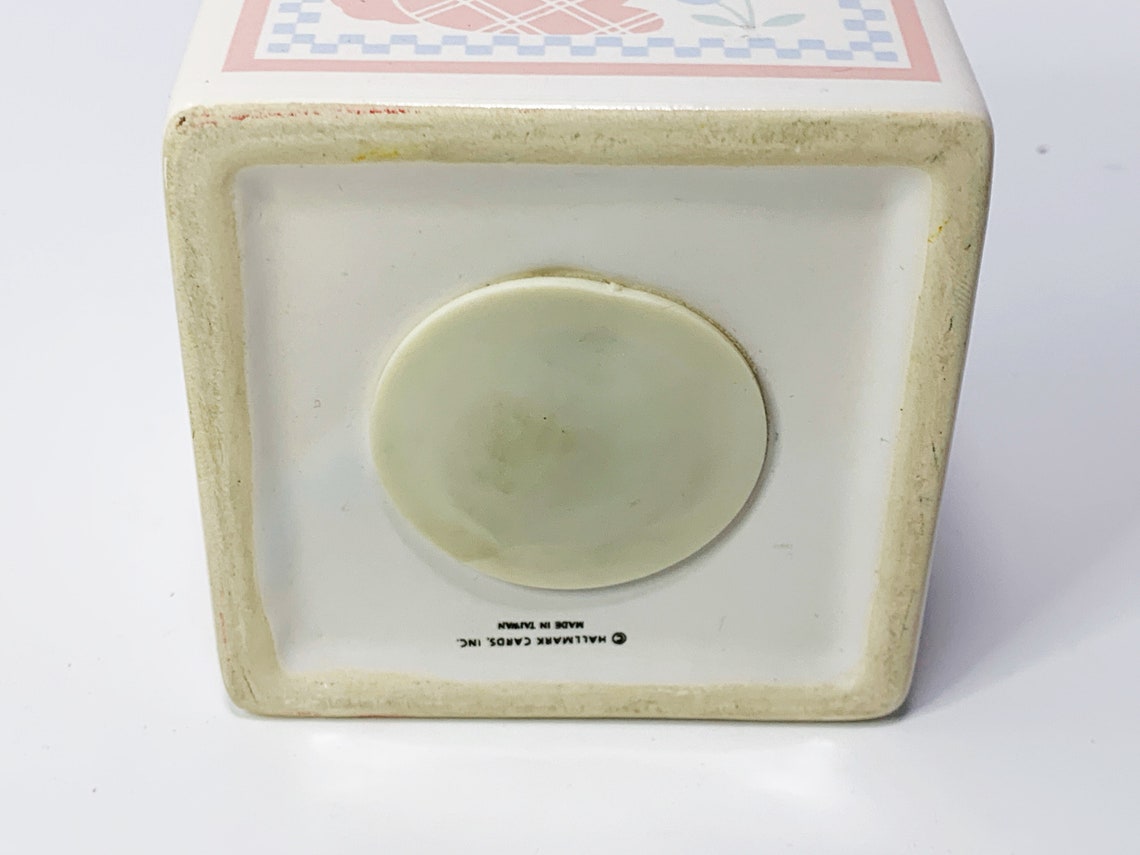 Hallmark Square Bank W/pink Rabbit BLOCK Bank Baby's Room - Etsy