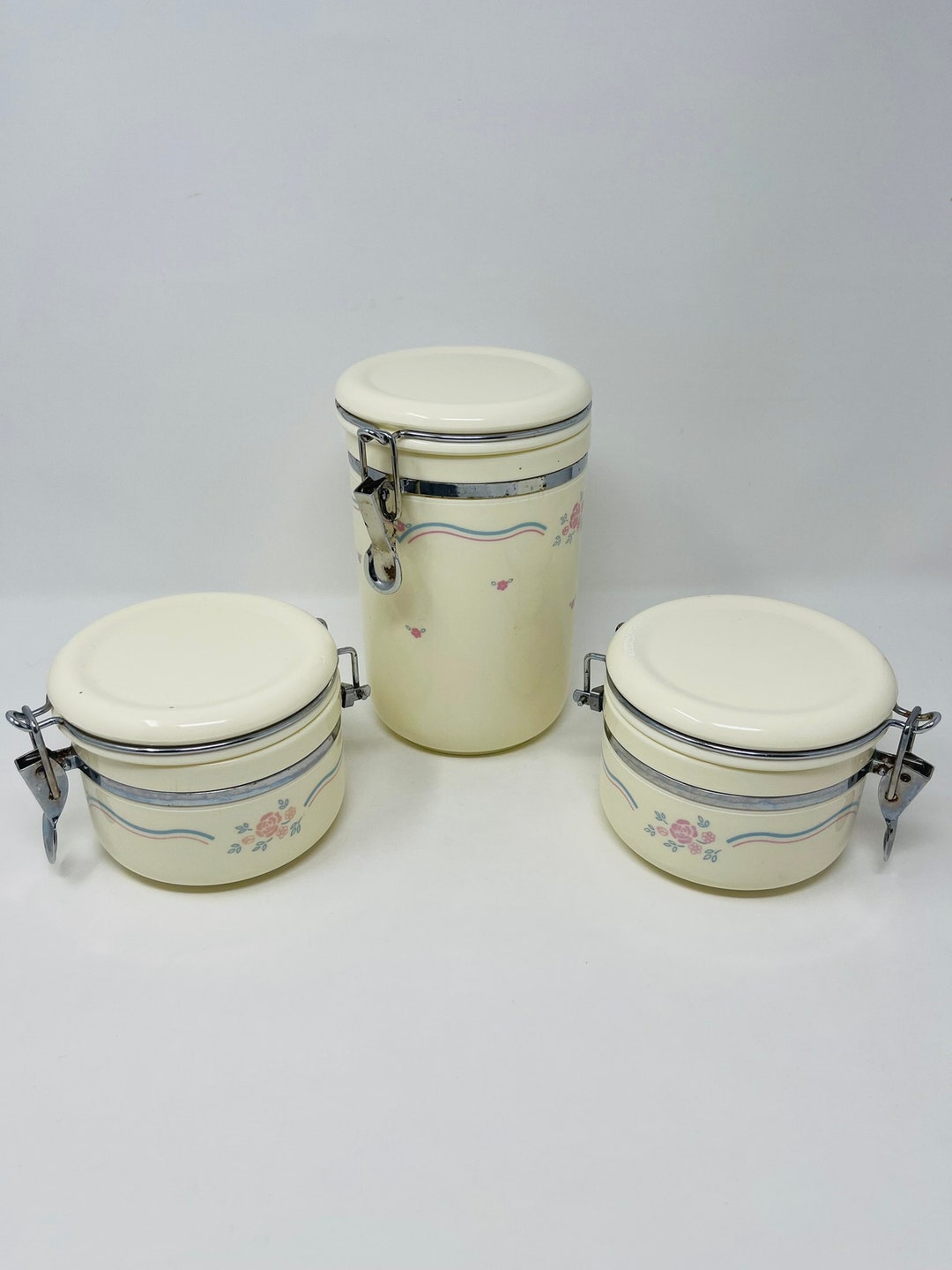 Corelle Plastic Canisters - 1980's Canister Set - Plastic Floral ...