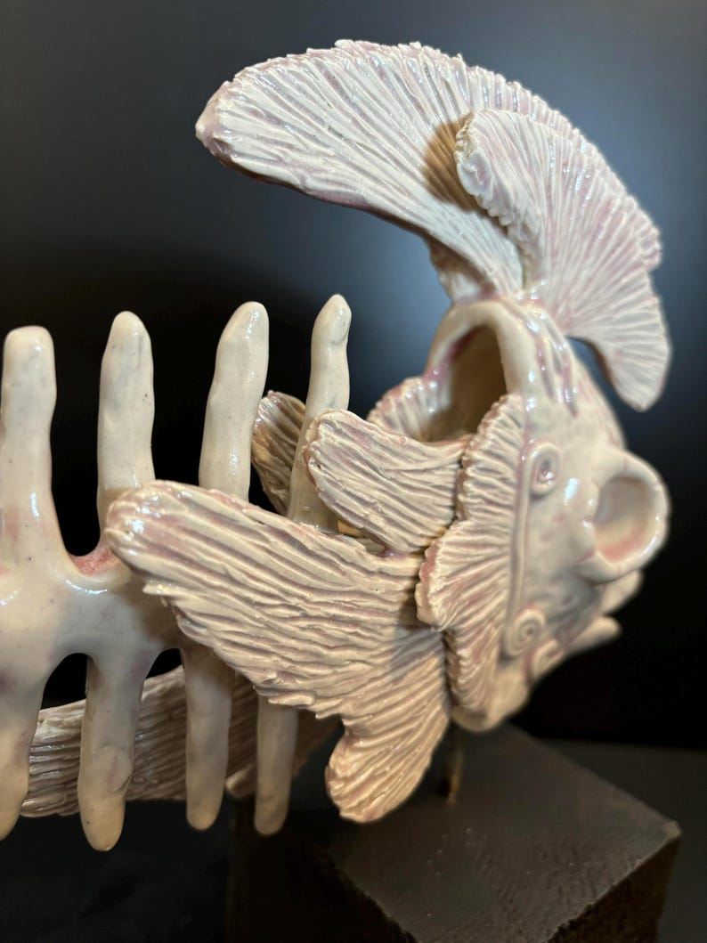 Hand Sculpted Fish, Ceramic Fish, Handmade Pottery, Skeleton, Rose ...