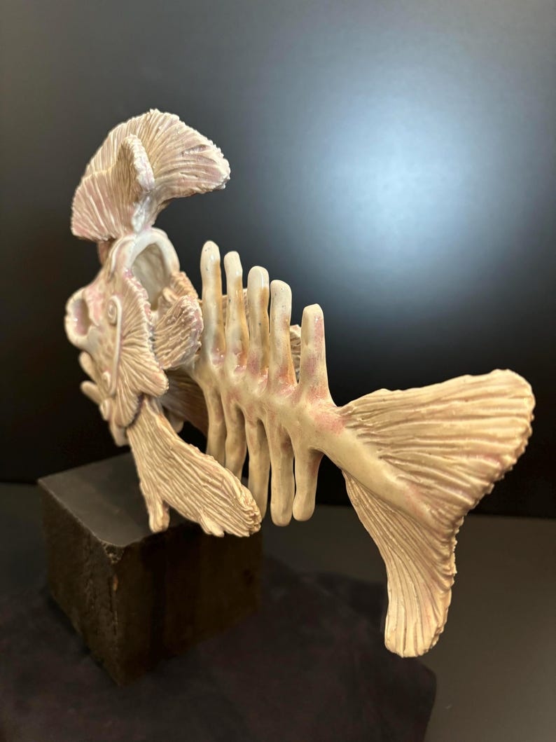 Hand Sculpted Fish, Ceramic Fish, Handmade Pottery, Skeleton, Rose ...
