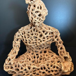 Sculpted Tree Figure, Pottery Sculpture, Sculpted Wood Tree, Meditation ...