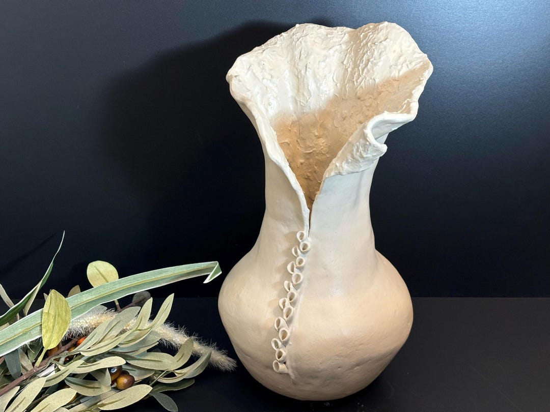 Hand Coiled Porcelain Vase, Alabaster Glaze, Organic Decor - Etsy