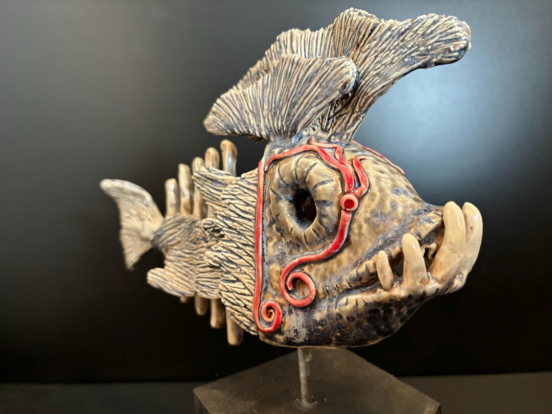 Hand-sculpted Ceramic Fish Skeleton, "edith" Sculpture - Etsy