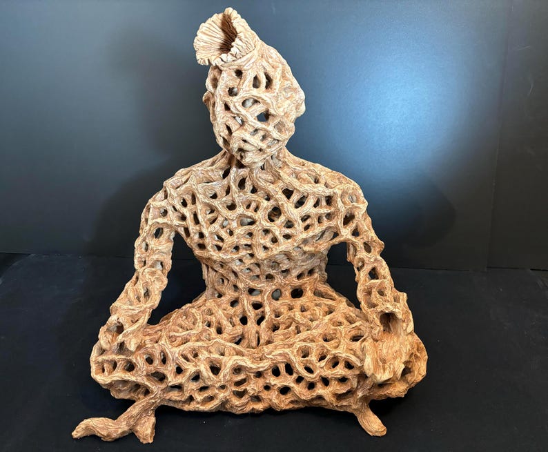Handmade Tree Figure, Pottery Sculpture, Sculpted Wood Tree, Meditation ...