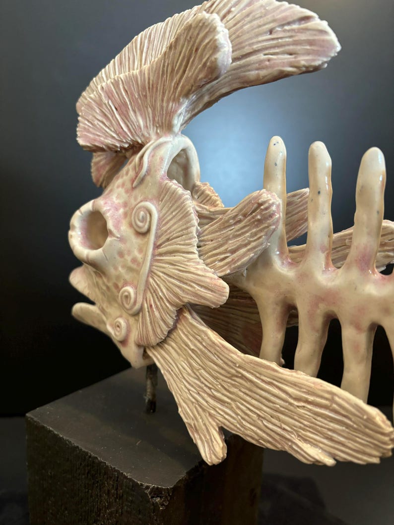 Hand Sculpted Fish, Ceramic Fish, Handmade Pottery, Skeleton, Rose ...