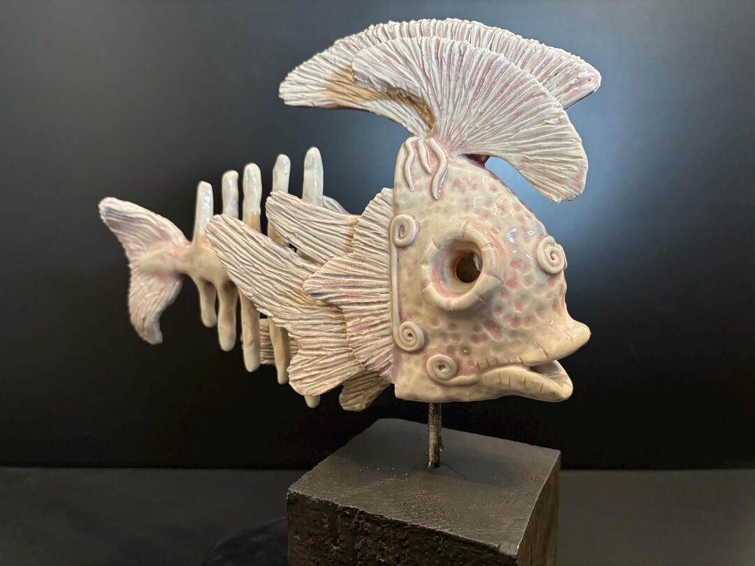 Hand Sculpted Fish, Ceramic Fish, Handmade Pottery, Skeleton, Rose ...