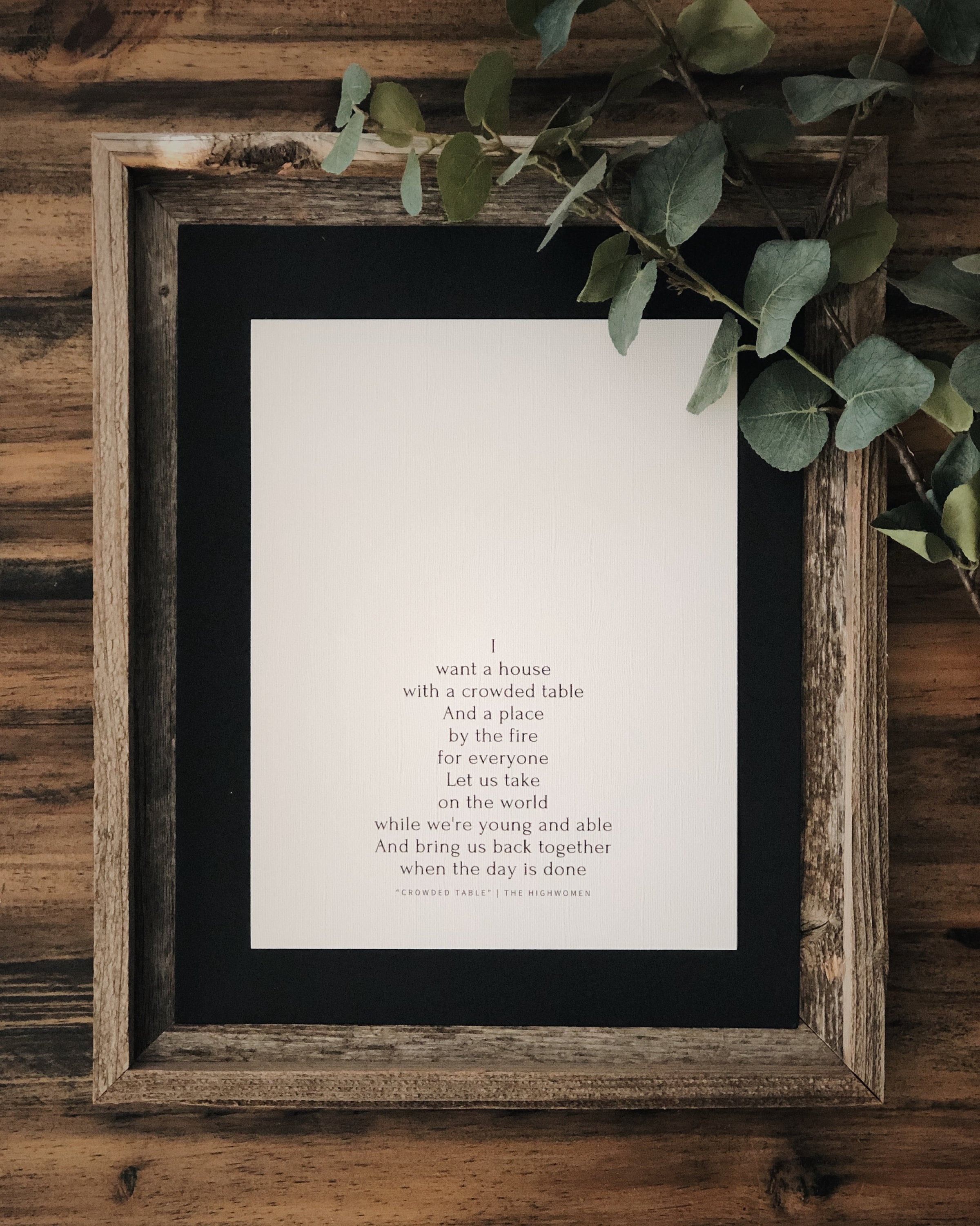Crowded Table Print Lyrics Typography Minimalist - Etsy