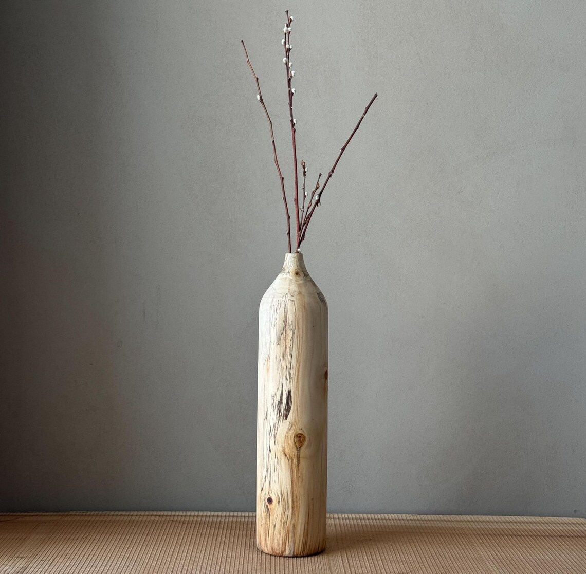 EXTRA LARGE UNIQUE Wood Vases, Minimalistic Wood Decorative Vase, Shelf ...