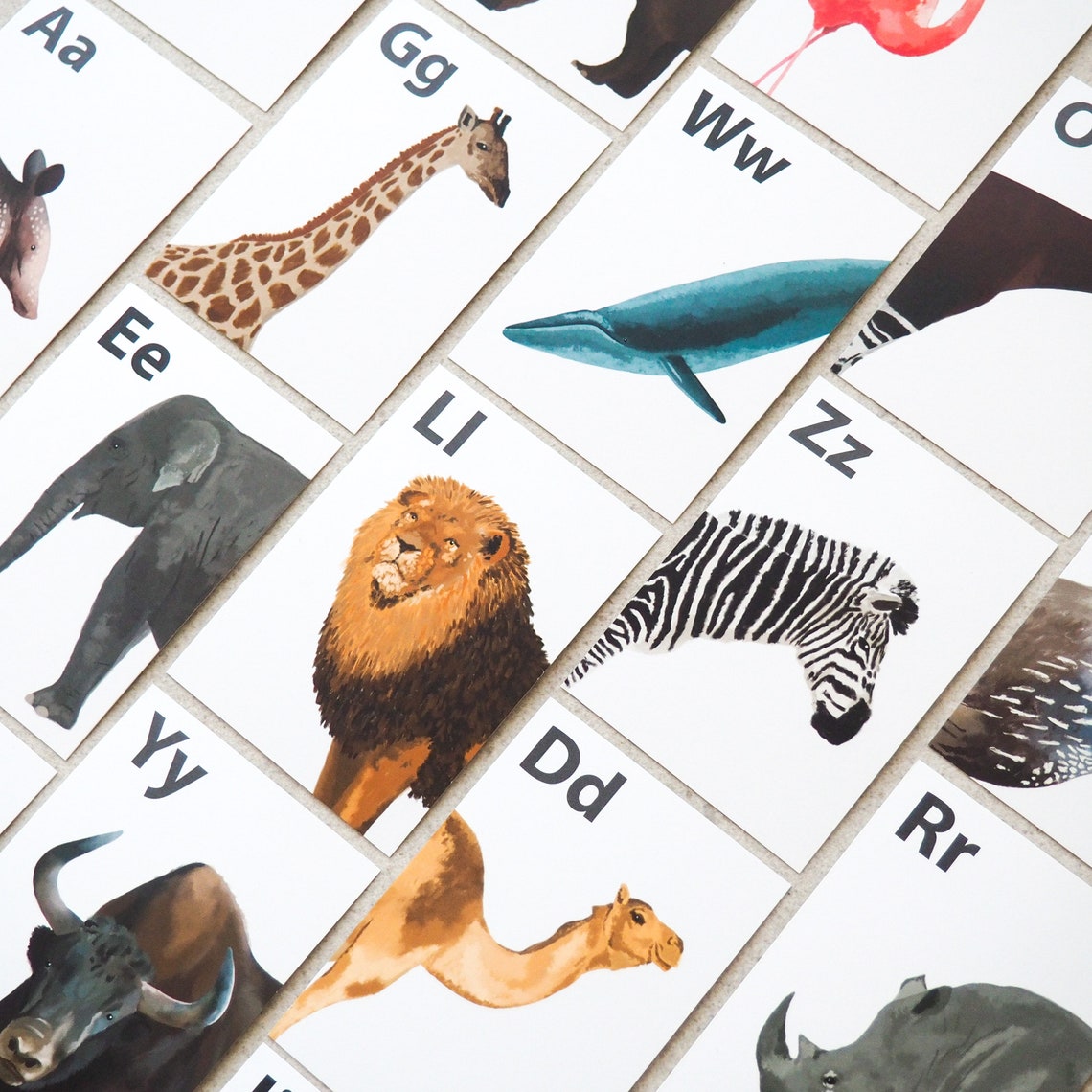 Alphabet Flash Cards | Wall Display | Animal Cards A to Z | Watercolor ...