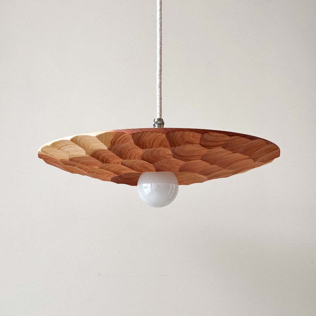 Natural Cedar Wood Pendant Lighting, Sculpture Ceiling Lamp, Hanging ...