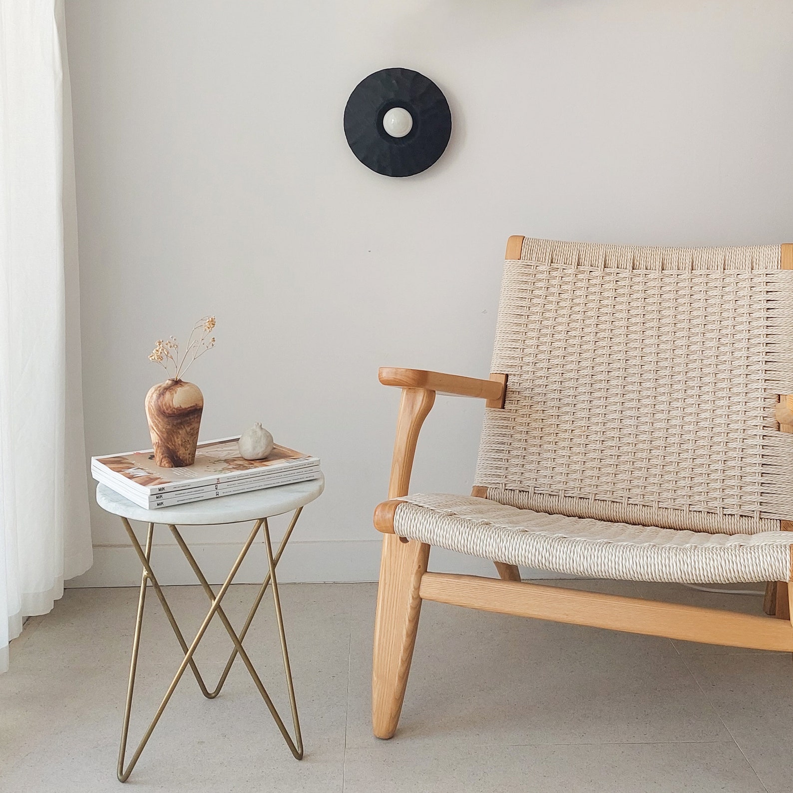 Black Wood Wall Lighting, Sculpture Sconce, Wall Mounted Lamp, Natural ...