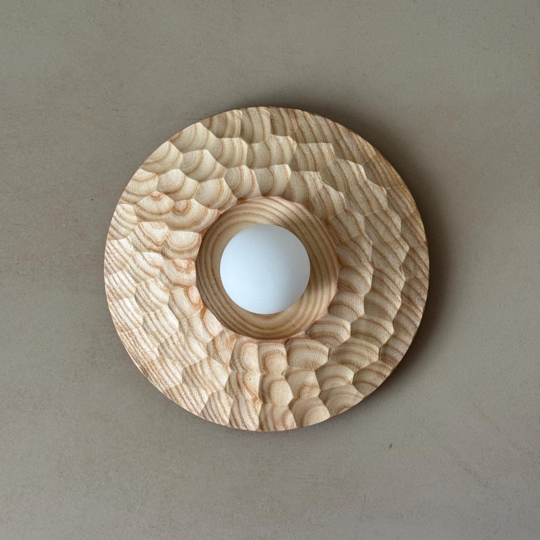 Natural Ash Wood Wall Lighting, Sculpture Sconce, Wall Mounted Lamp ...