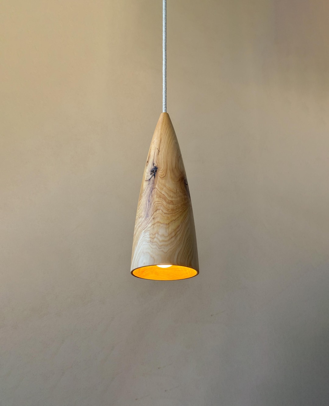 Natural Wood Pendant Lighting, Sculpture Ceiling Lamp, Hanging Light ...