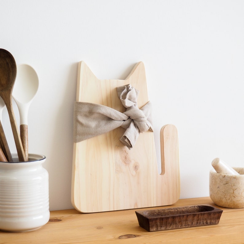 Cat Cheese Board W/ Dishtowel. Wood Kitchen Decor. Gift Ideas - Etsy