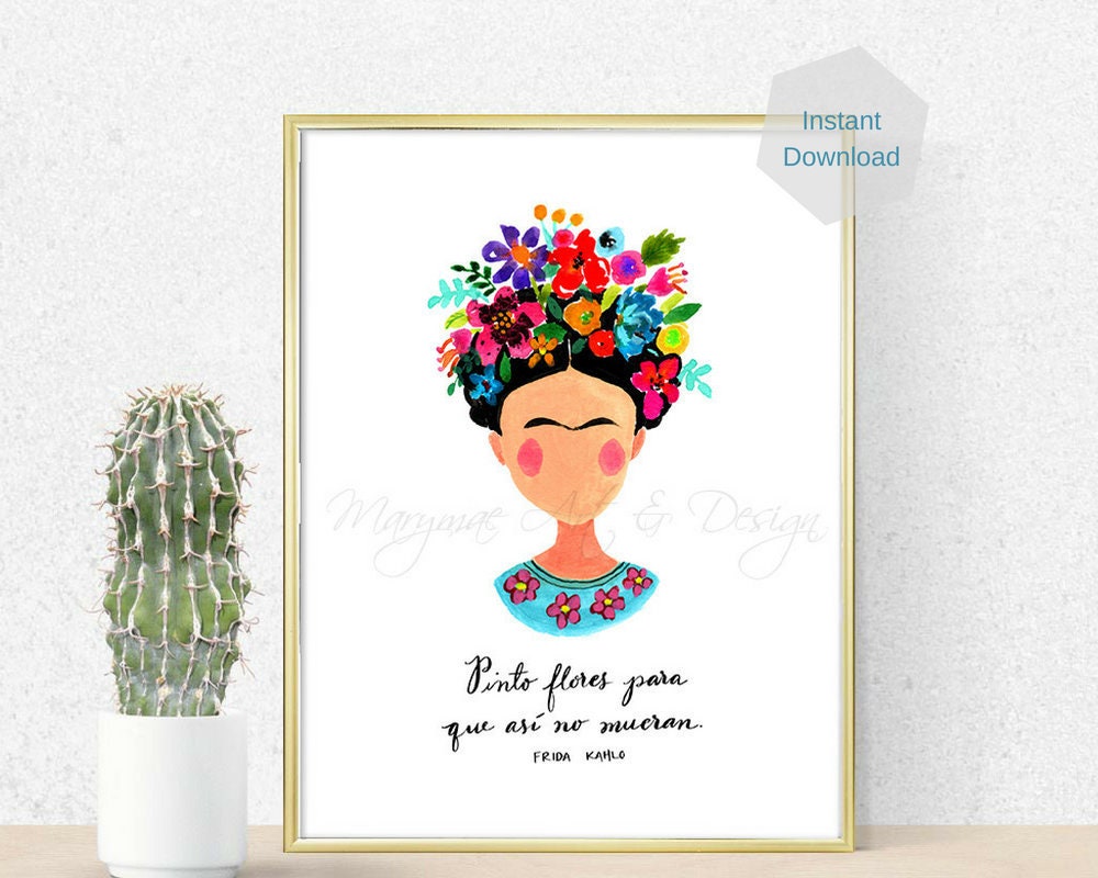 No. 2 INSTANT DOWNLOAD Frida Kahlo,pinto Flores,printable Art,spanish ...
