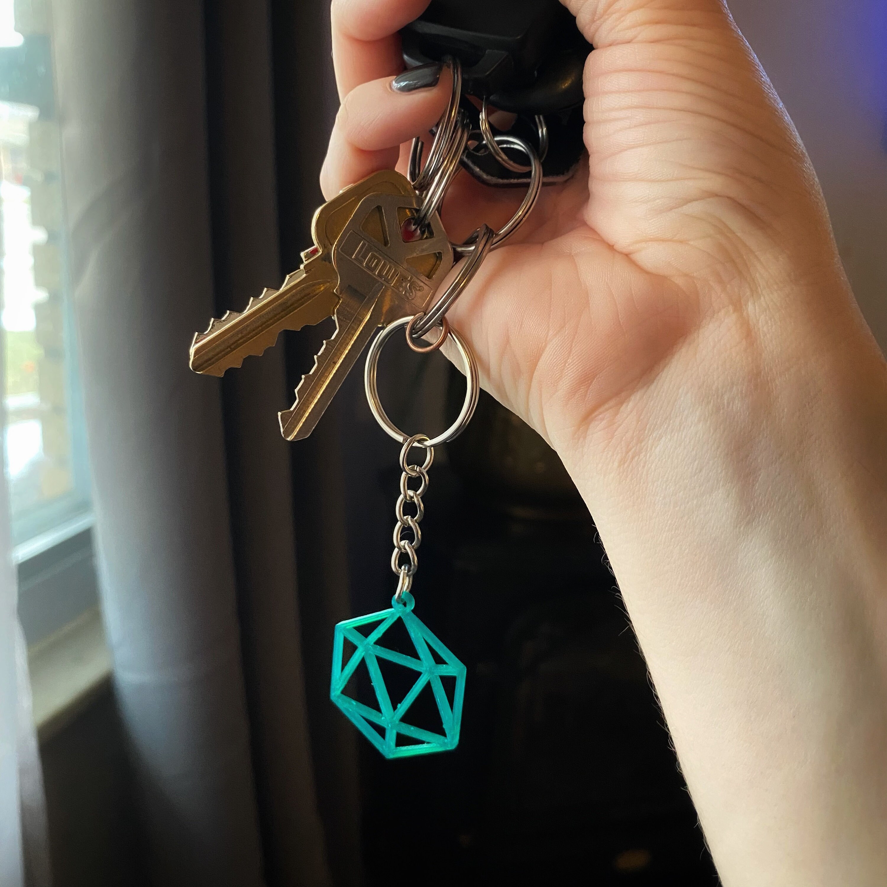 Icosahedron 3D Printed Keychain Geometric D20 Dice DND | Etsy