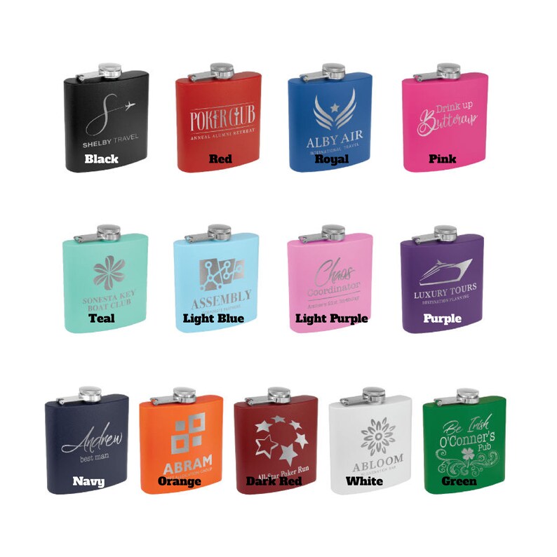 Black Laser Engraved Flask - Personalized Flask, Customized Flask Laser ...