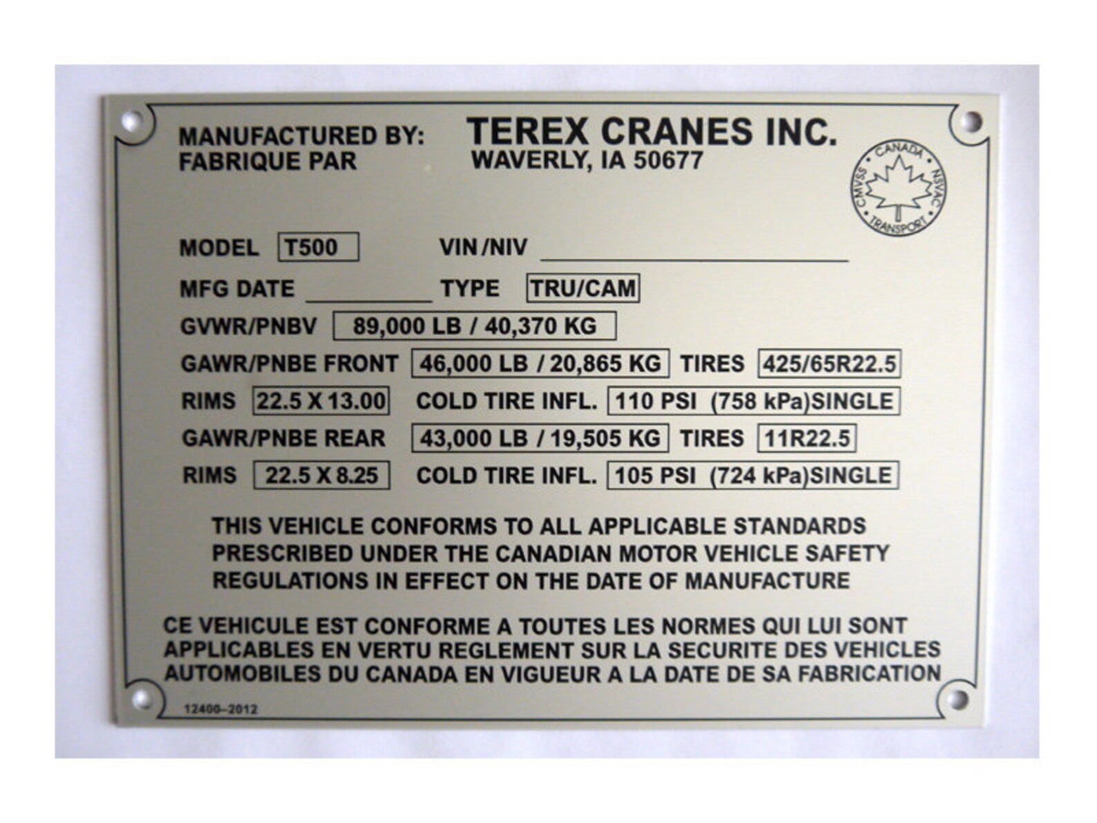 Asset Tag - Machine Tag - Nameplate - ID Tag - ID Plate - Asset Label ...