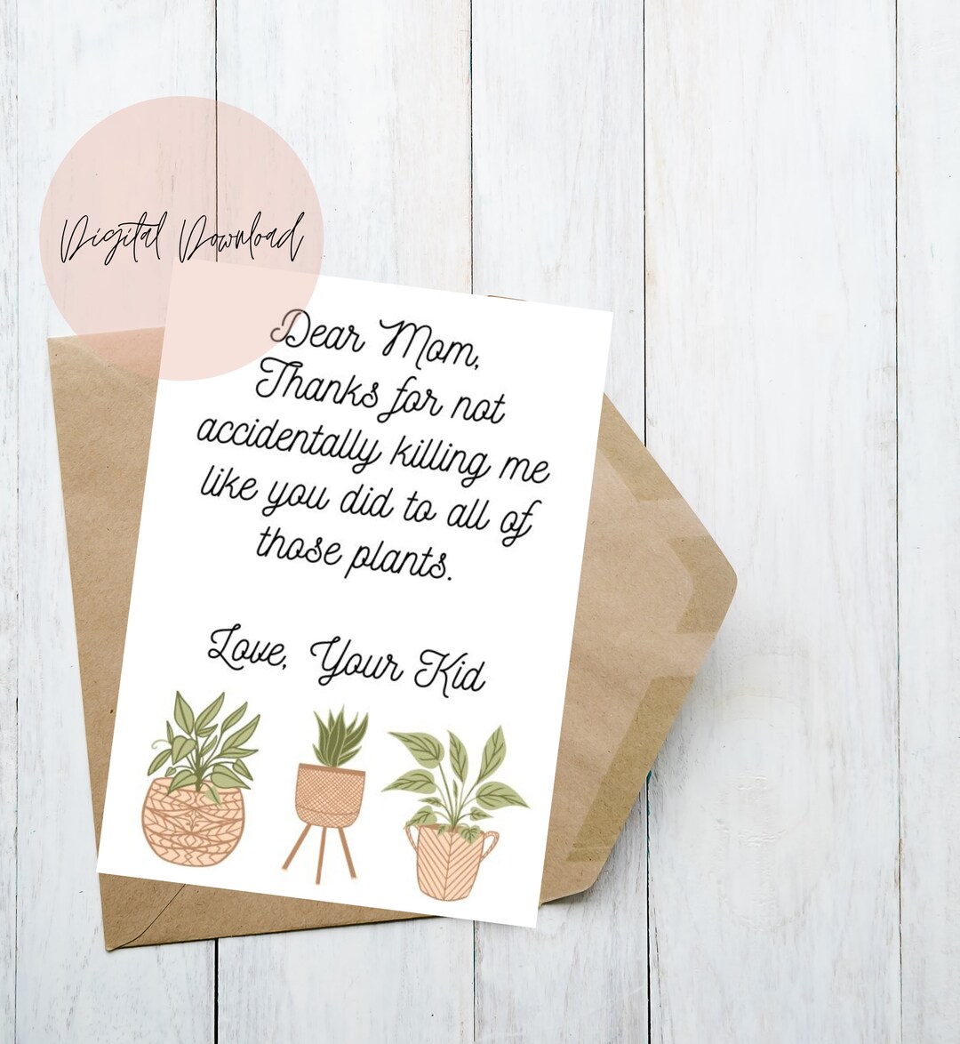 Dear Mom Card | Printable Mother's Day Card | Funny Card for Mom ...