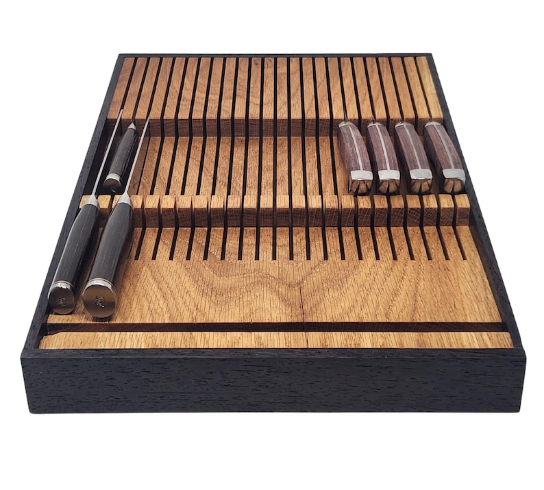 In-drawer Knife Block – Elegant White Oak With Wenge Border - Etsy